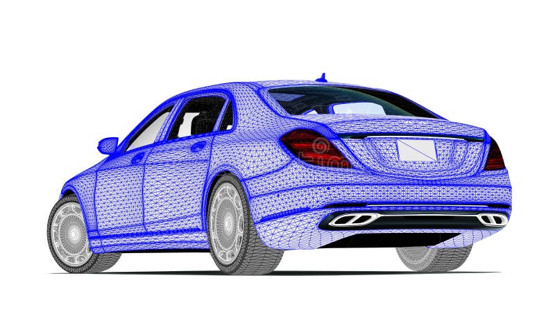 3D Render Image of a High Class Car in a Mesh Body Stock Illustration ...
