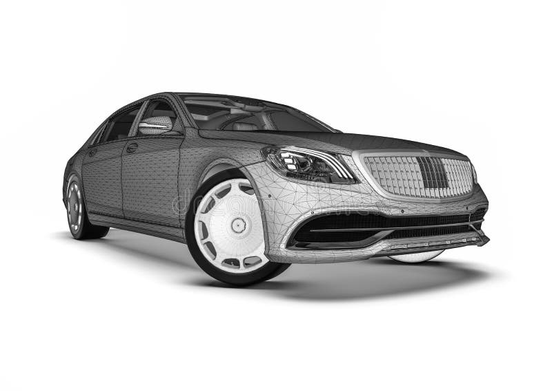 High Class Car in a Mesh Texture Representing CAD Design Stock ...