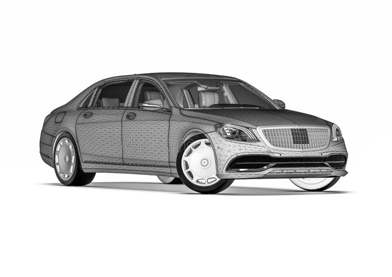 High Class Car in a Mesh Texture Representing CAD Design Stock ...