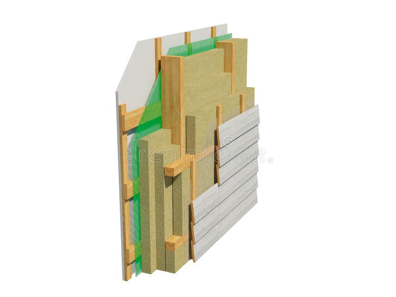3d Render Image of Insulated Frame House Wall. Stock Illustration ...