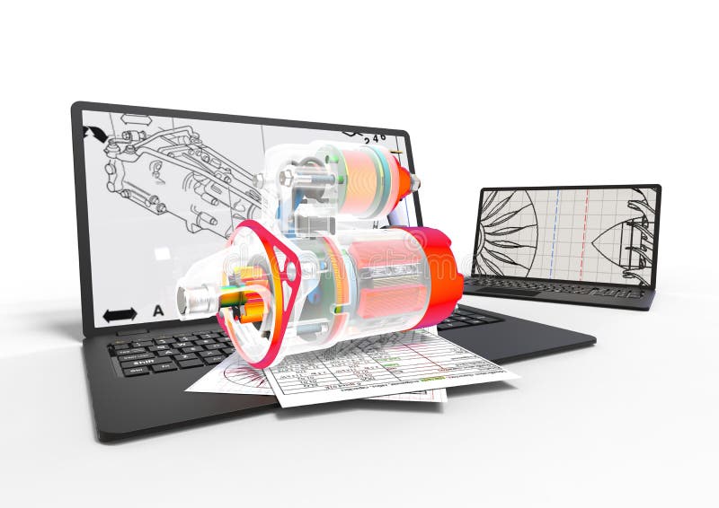 3D Render Image Representing CAD Process Stock Illustration ...