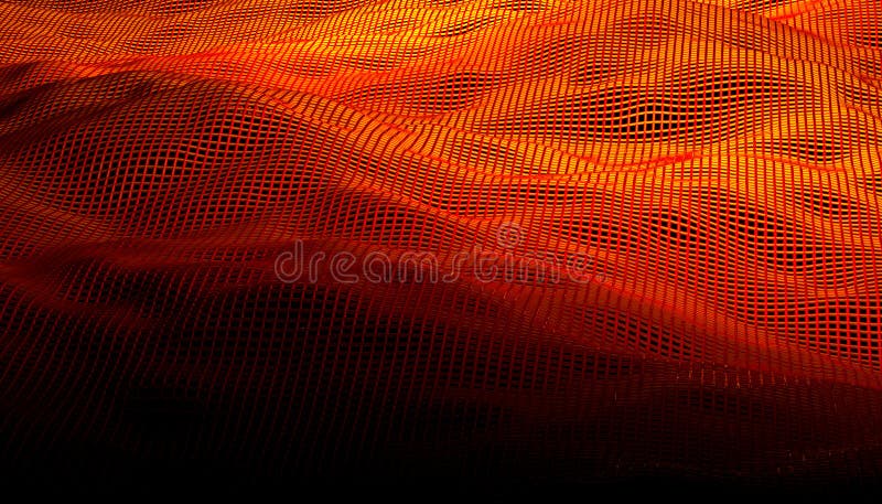 3d Render Image of Orange Grid Wave Stock Illustration - Illustration ...