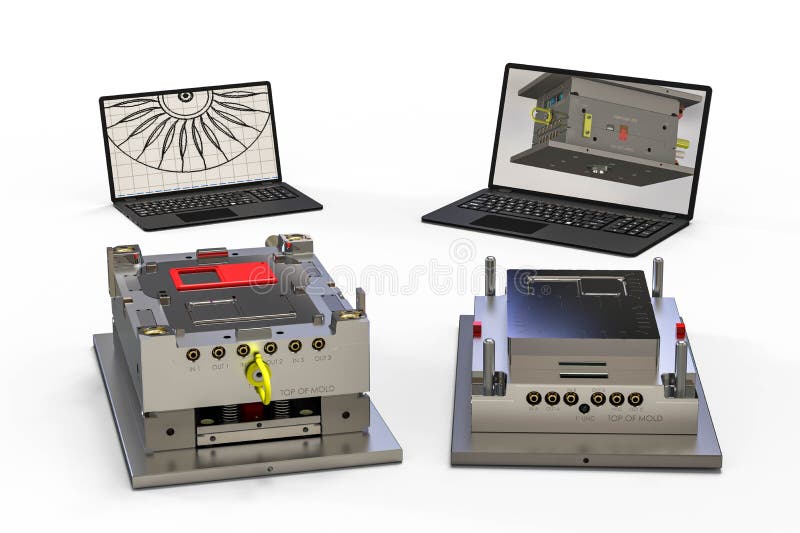 3D Render Image of a Plastic Injection Mold Stock Illustration ...