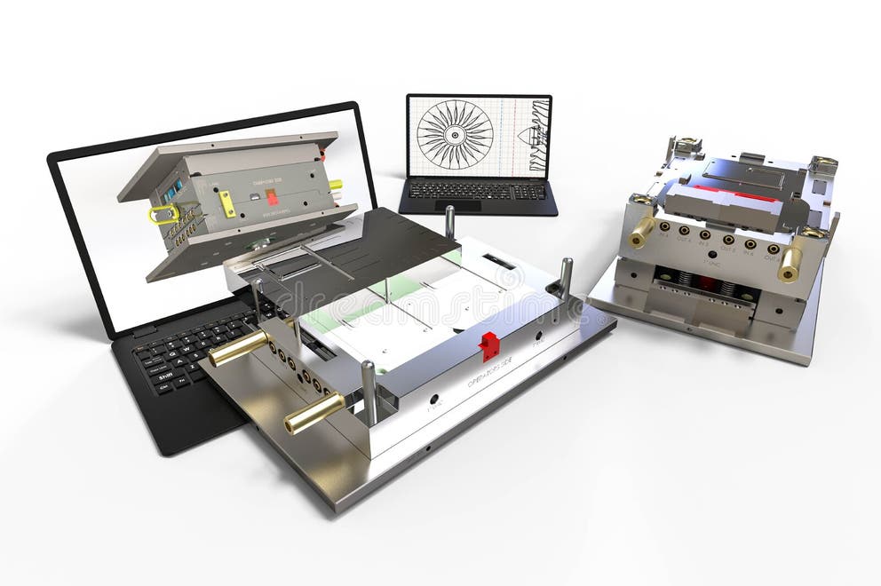 3D Render Image of a Plastic Injection Mold Stock Illustration ...