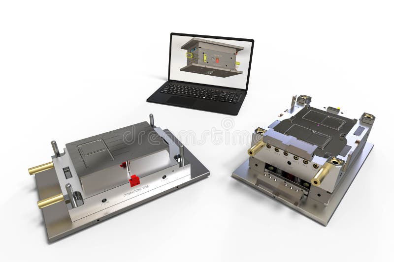 3D Render Image of a Plastic Injection Mold Stock Illustration ...