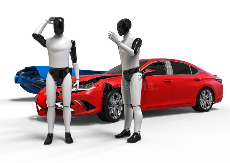 3D Render Image Representing Ai Driving Cars and Causing a Collision ...