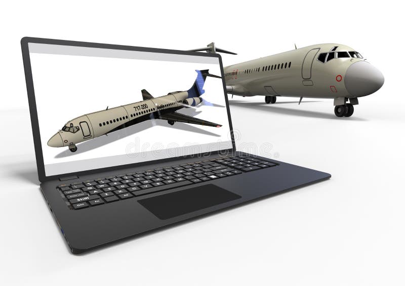 3D Render Image Representing an Airplane with CAD Stock Illustration ...