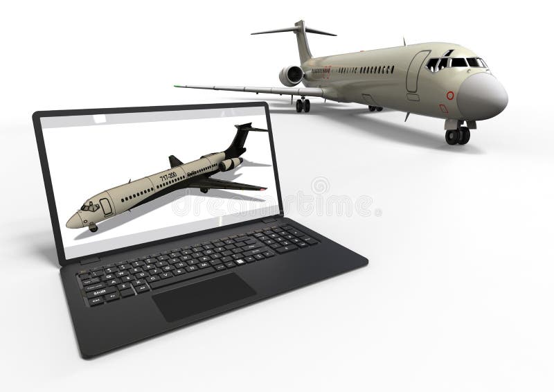 3D Render Image Representing an Airplane with CAD Stock Illustration ...