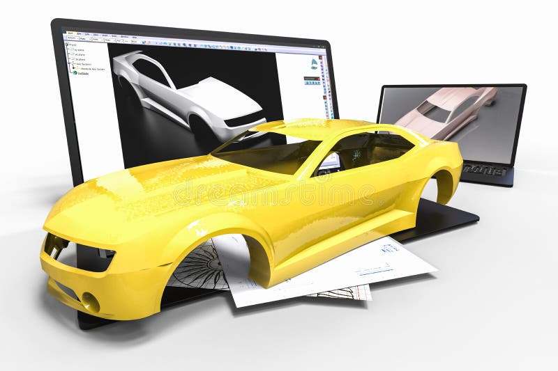Computer Aided Design in Automotive Design Stock Illustration ...