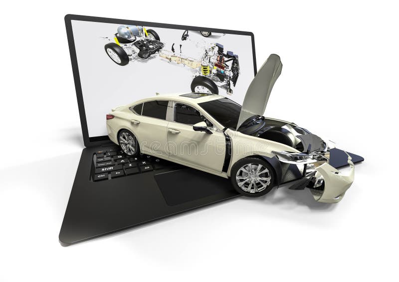 Car Development with the Help of CAD Stock Illustration - Illustration ...