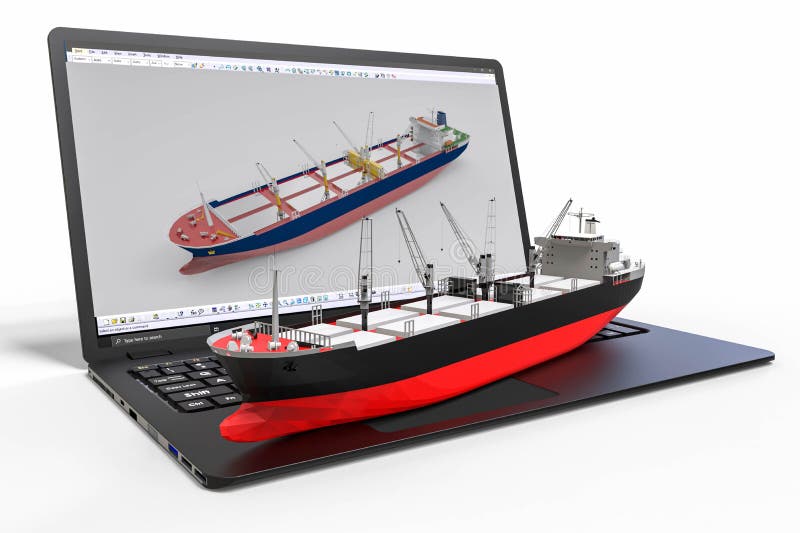 3D Render Representing Development of a Ship Vessel Stock Illustration ...