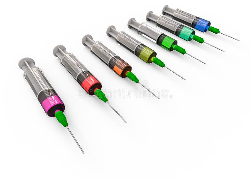 3D Render Image Representing a Few Syringes in Different Color Stock ...