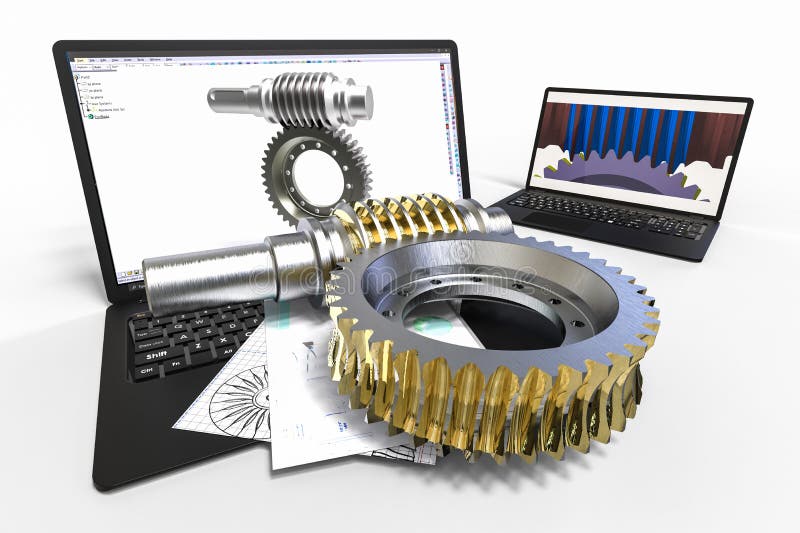 3D Rendering - Computer Aided Design Car Engine Stock Illustration ...