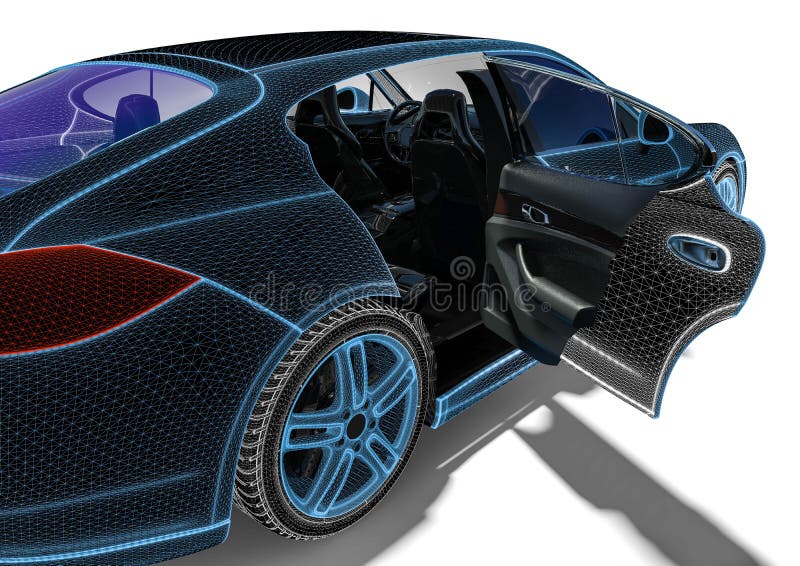 Wire Frame Luxury Car Development Stock Illustration - Illustration of ...