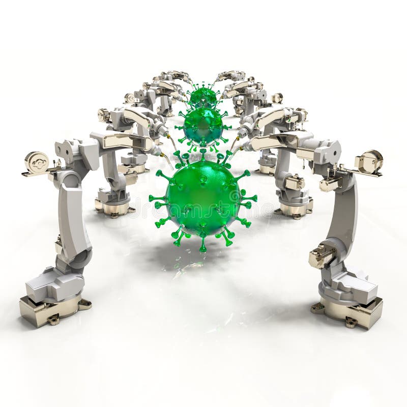 A Virus Being Manipulated by Robots Stock Illustration - Illustration ...
