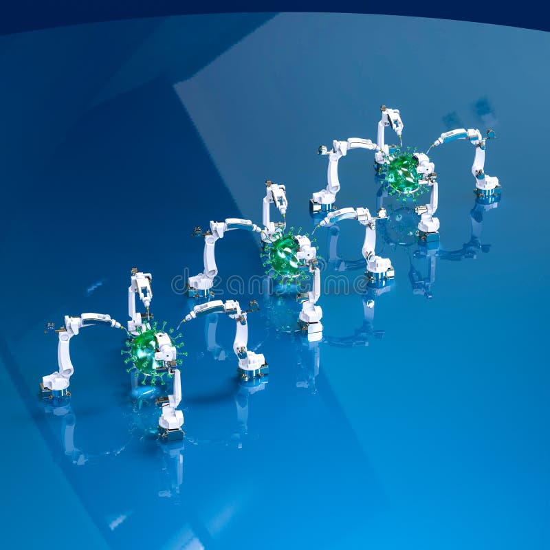 A Virus Being Manipulated by Robots Stock Illustration - Illustration ...