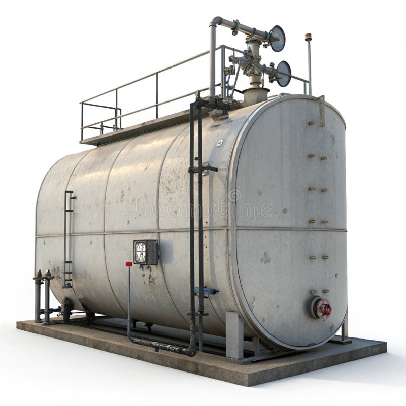Industrial Storage Tank 3D Render Isolated on White Background Stock ...