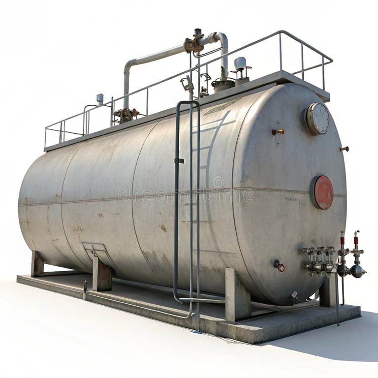 Industrial Storage Tank 3D Render Isolated on White Background Stock ...