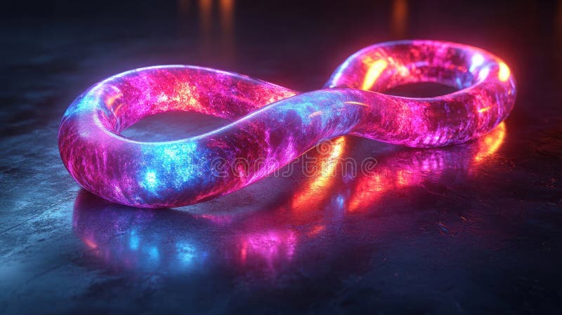 3d Render, Infinity Symbol, Neon Light, Loop, Ultraviolet Spectrum ...