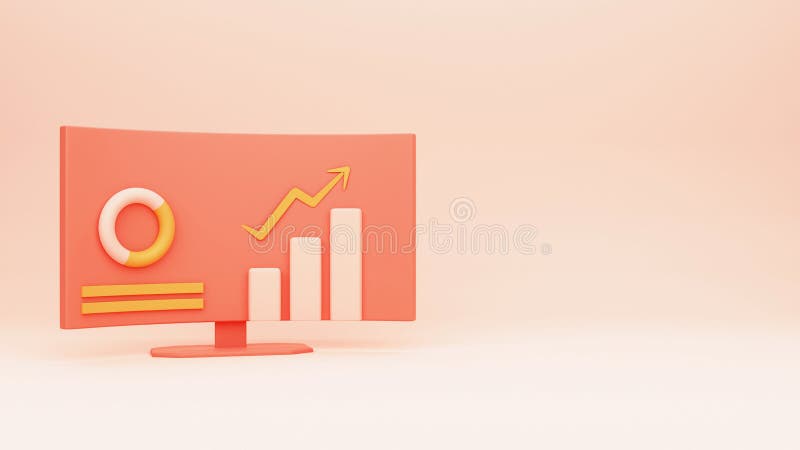 3D Render of Infographic Diagram Chart in Desktop Screen and Copy Stock ...