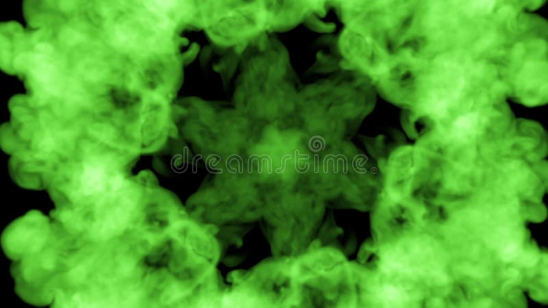 3d Render of Glow Green Ink Dissolves in Water on Black Background with ...