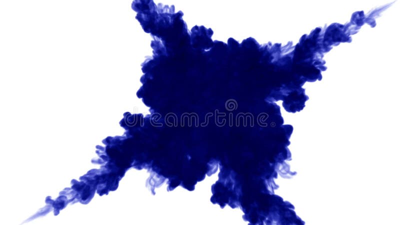 3d Render of Blue Ink Injection Dissolves and Spread in Water on White ...