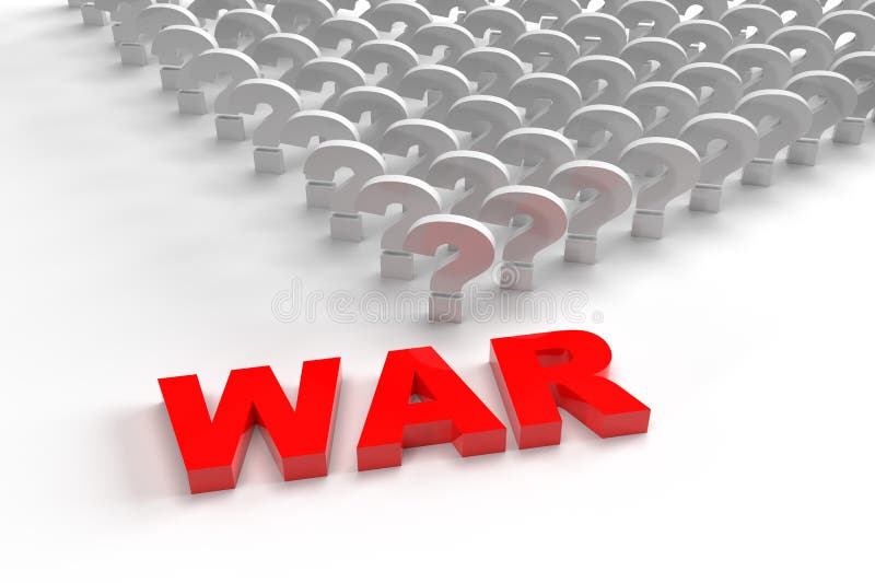 3d Render of the Inscription War and Question Marks on a White ...