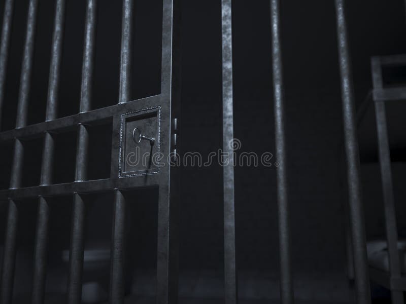 3d Render of a Prison Cell Door and Lock Stock Illustration ...