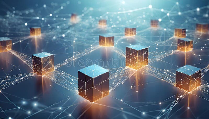 3d Render of Interconnected Cubes Symbolizing a Decentralized Blockchain Network Stock ...