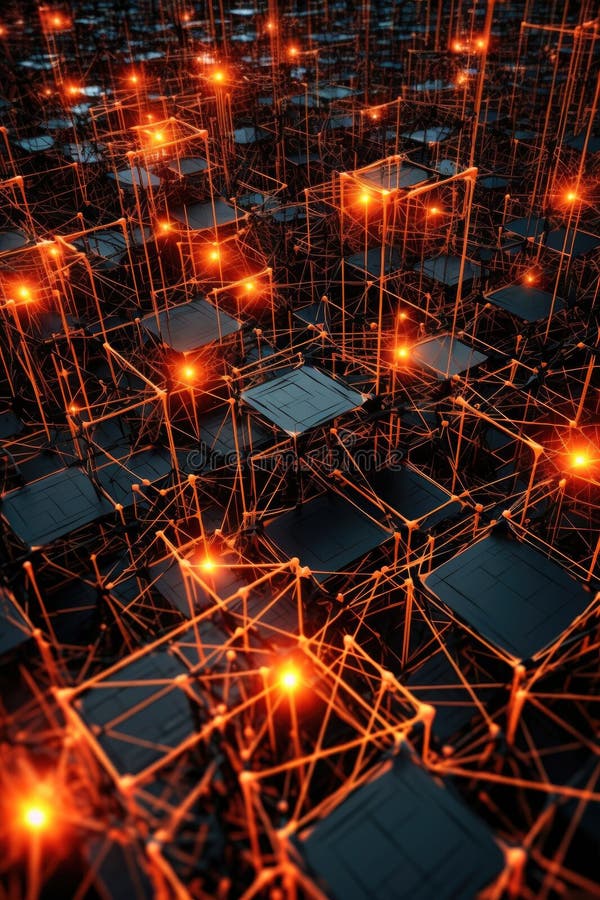 3d Render of Interconnected Network Nodes Stock Illustration ...