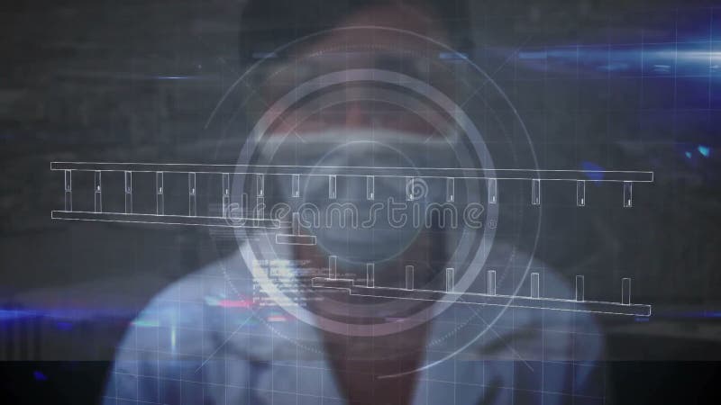 3D Render Interface Visuals Projecting Over Figure, Showing HUD Circles ...