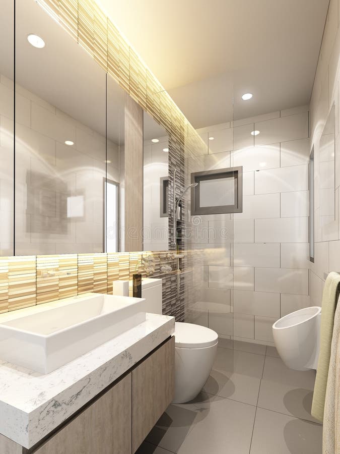 3d Render of Interior Bathroom Stock Illustration - Illustration of ...
