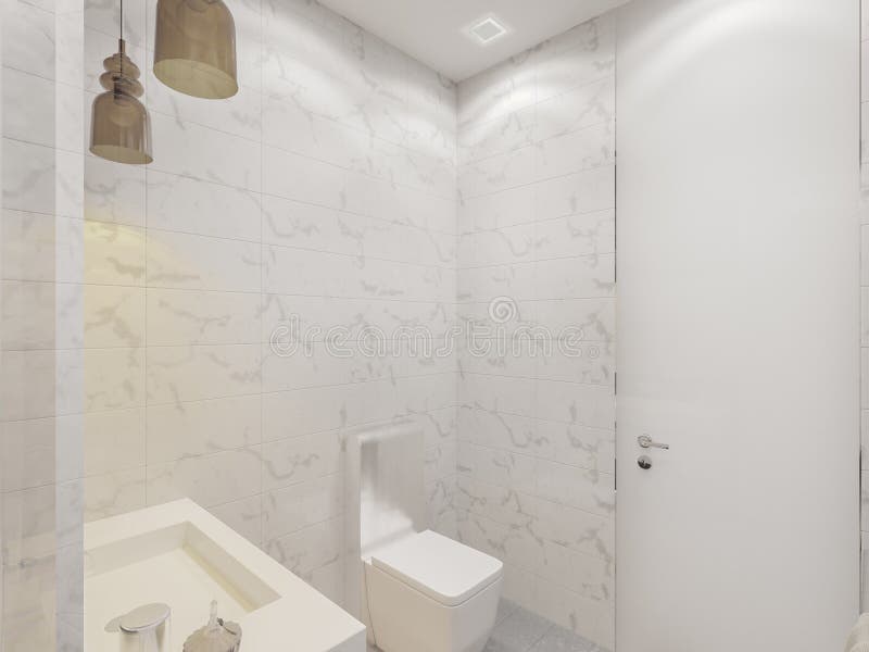 3D Render of the Interior of the Bathroom with Shower Stock ...