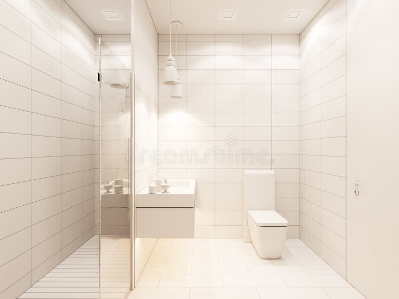 3D Render of the Interior of the Bathroom with Shower Stock ...