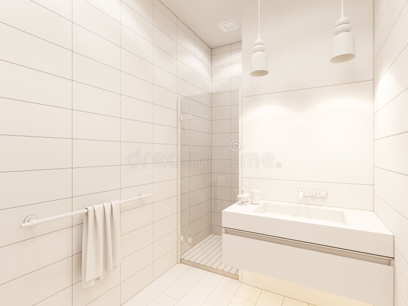 3D Render of the Interior of the Bathroom with Shower Stock ...