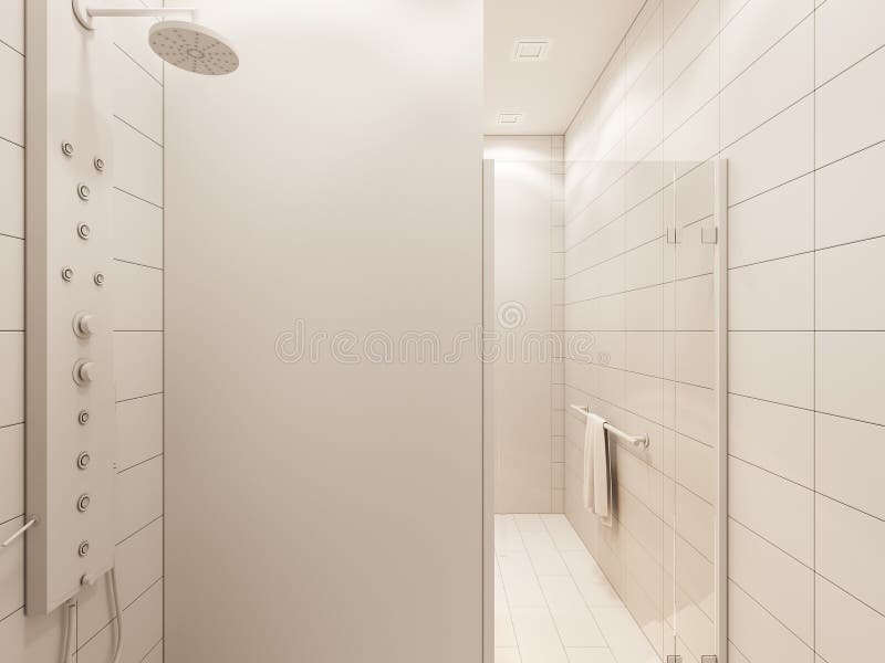 3D Render of the Interior of the Bathroom with Shower Stock ...