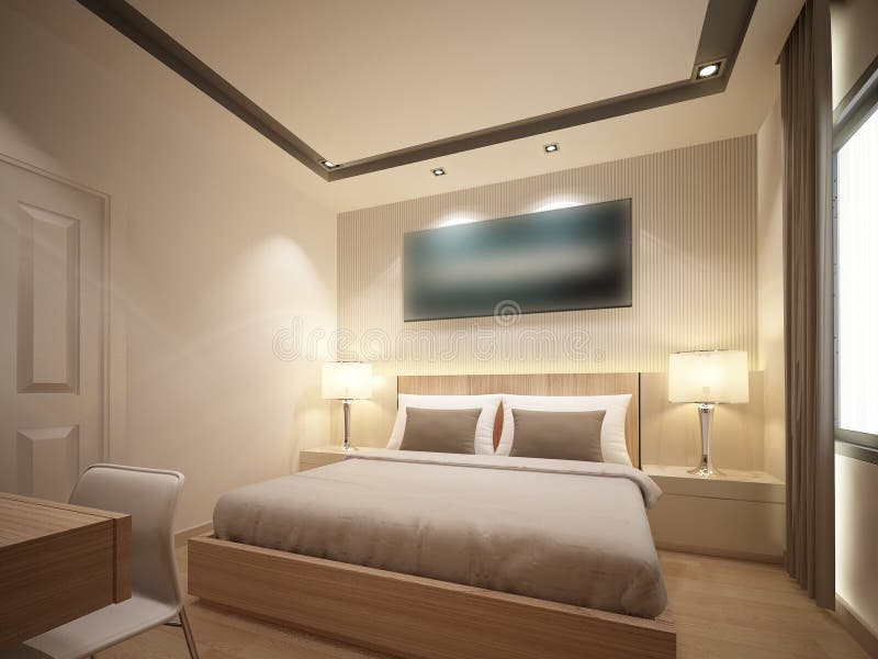 3d Render of Interior Bedroom Stock Illustration - Illustration of ...