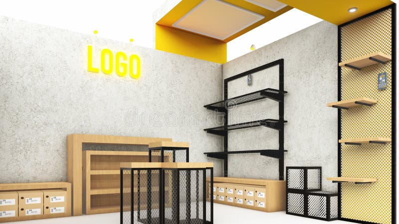 3D Render Interior Booth for Right Side Stock Photo - Image of ...