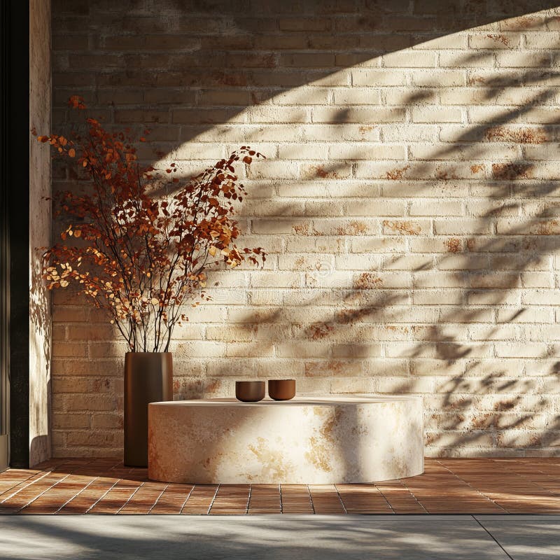 3d Render, Interior Design, Modern Brick Wall, Concrete Floor Stock ...