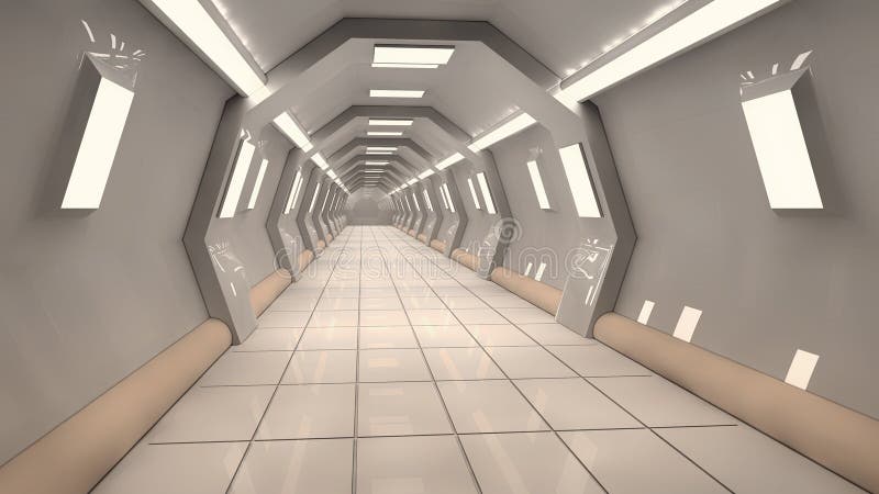 3d Render Interior. Futuristic Hallway Stock Illustration ...