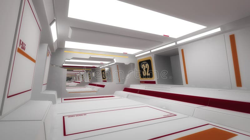 3d Render Interior. Futuristic Hallway Stock Illustration ...