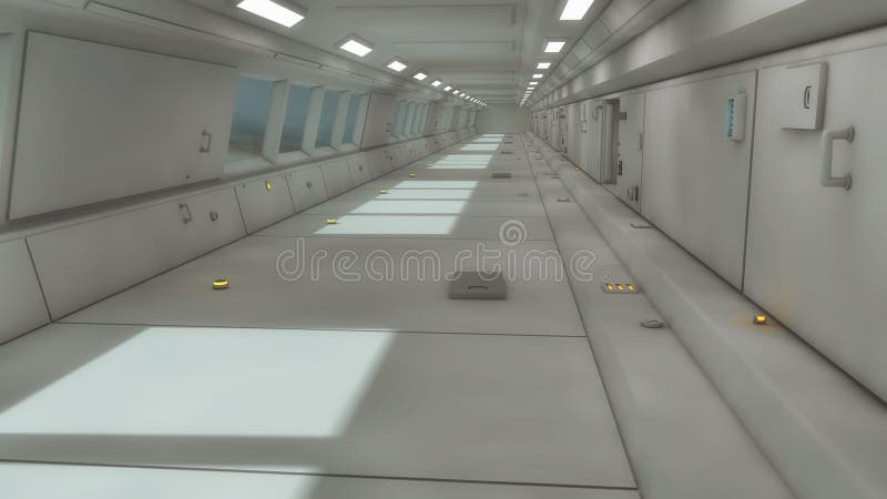 3d Render Interior. Futuristic Hallway Stock Illustration ...