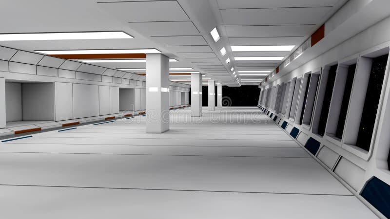 3d Render Interior. Futuristic Hallway Stock Illustration ...