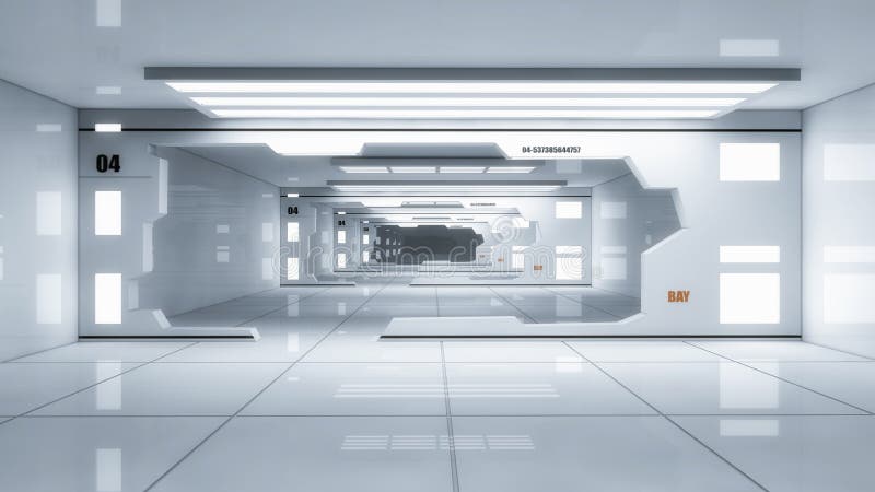 3d Render Interior. Futuristic Hallway Stock Illustration ...