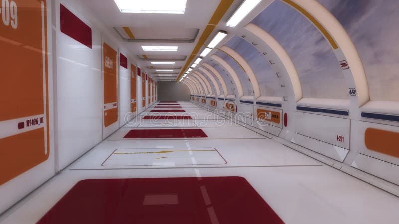 3d Render Interior. Futuristic Hallway Stock Illustration ...