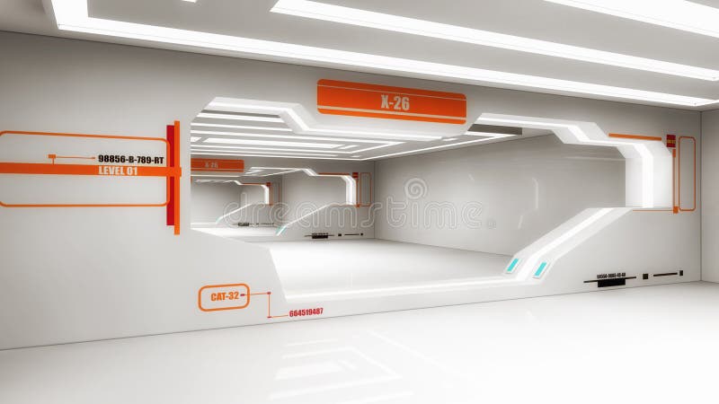 3d Render Interior. Futuristic Hallway. Stock Illustration ...