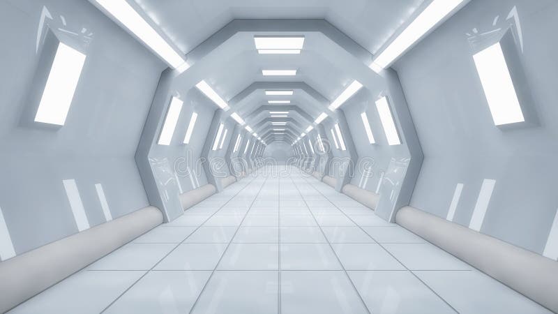 3d Render Interior. Futuristic Hallway Stock Illustration ...