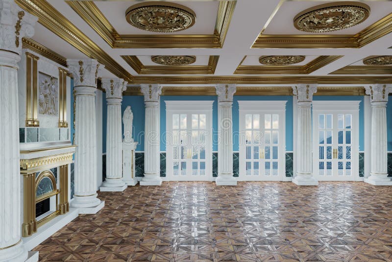 3d Render of the Interior of the Hall in a Classic Style Stock ...