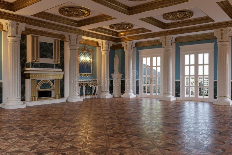 3d Render of the Interior of the Hall in a Classic Style Stock ...