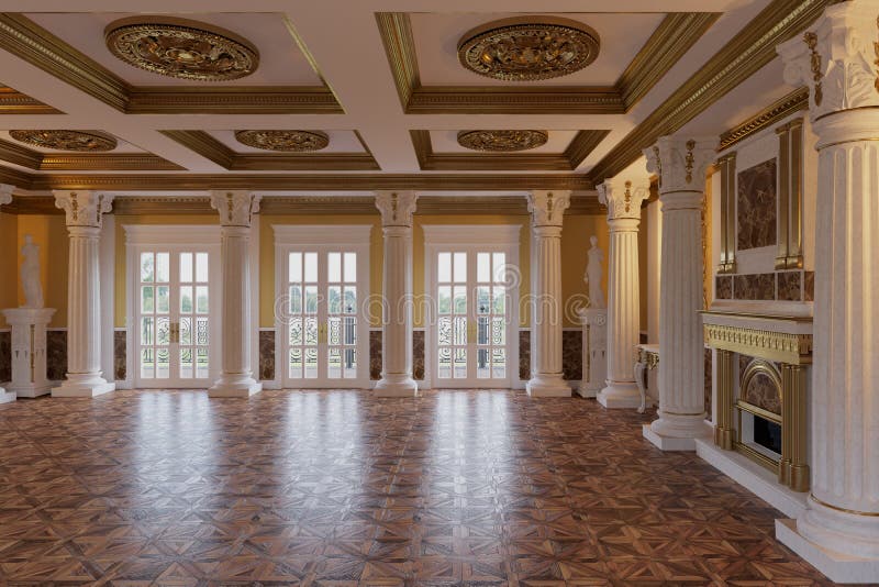 3d Render of the Interior of the Hall in a Classic Style Stock ...